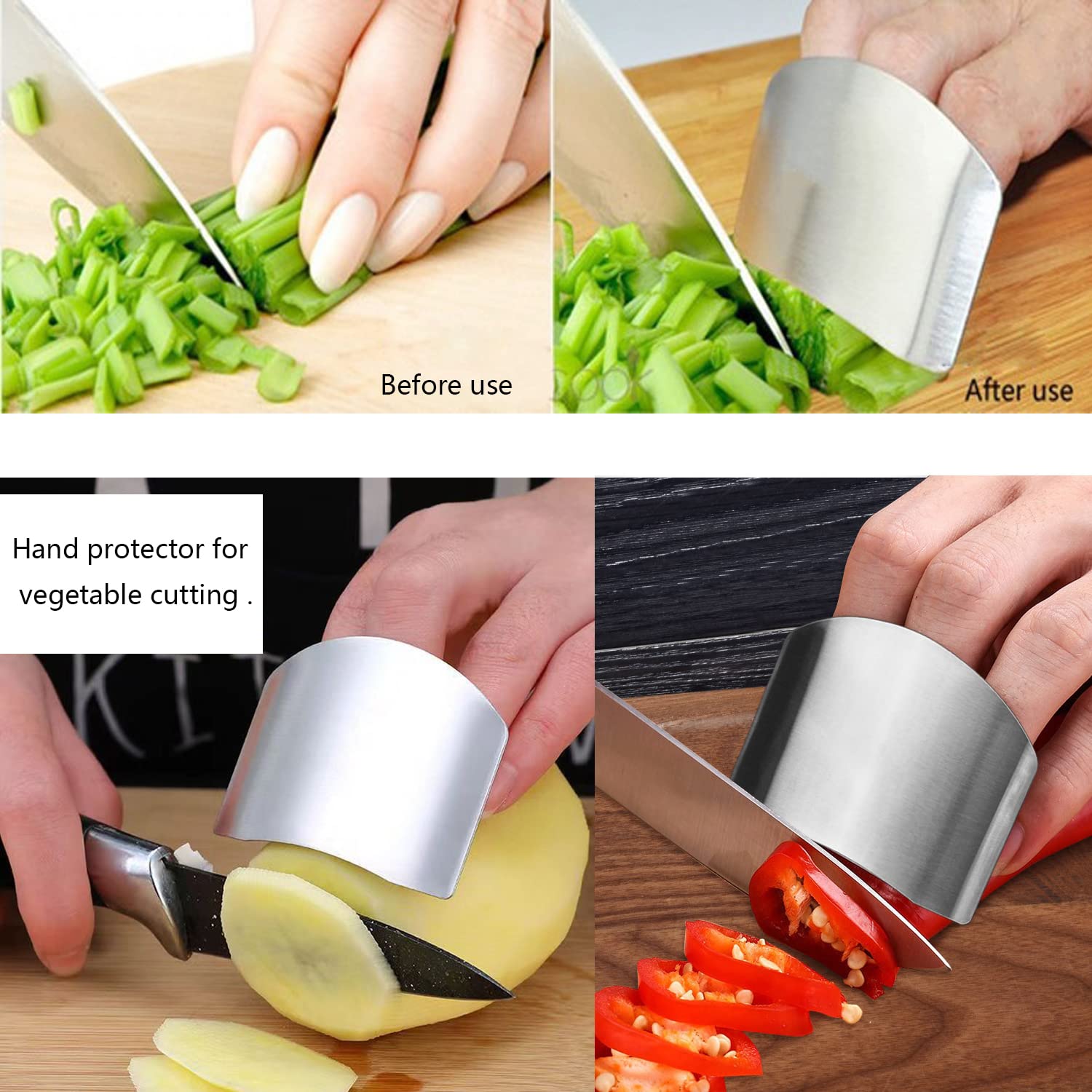 Longnavigator 6 Pcs Finger Protector for Cutting Food,Multifunctional Anti-Cut Finger Protectors for Dicing,Finger Guards for Cutting Slicing and Chopping Protector(Double & Single Finger)