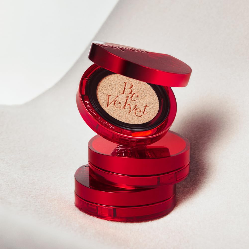 Espoir Pro Tailor Be Velvet Cushion SPF34 PA++ #4 Beige 0.45oz with 0.45oz Refill | Lightweight Matte Skin Full Coverage Cushion Foundation | Flawless Finish, Long-Lasting Comfort | Korean Makeup