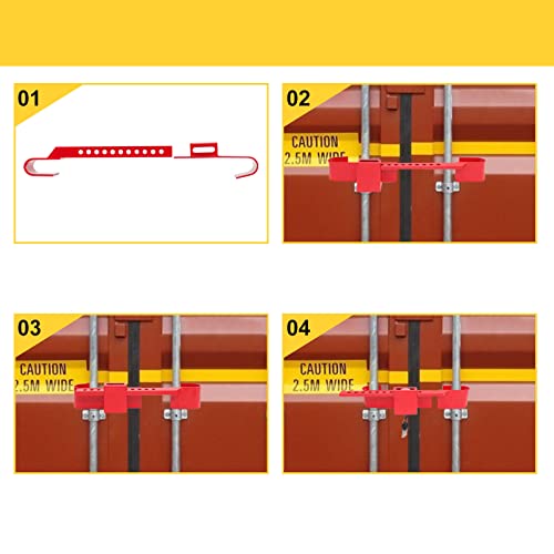 Heavy Duty Steel Cargo Door Lock/Standard Shipping Container Lock with 4 Keys Adjustment Range: 12-1/2" - 18-7/8" Coated with red Color(Keyed Differently)