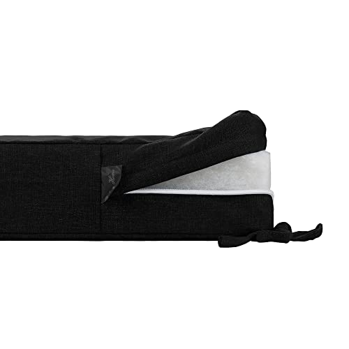 Water-Resistant Outdoor Bench/Settee Cushion Slip Cover,Patio Furniture Cushion Covers,Garden Long Chair Cover ONLY-48x18x3 INCH (Black)