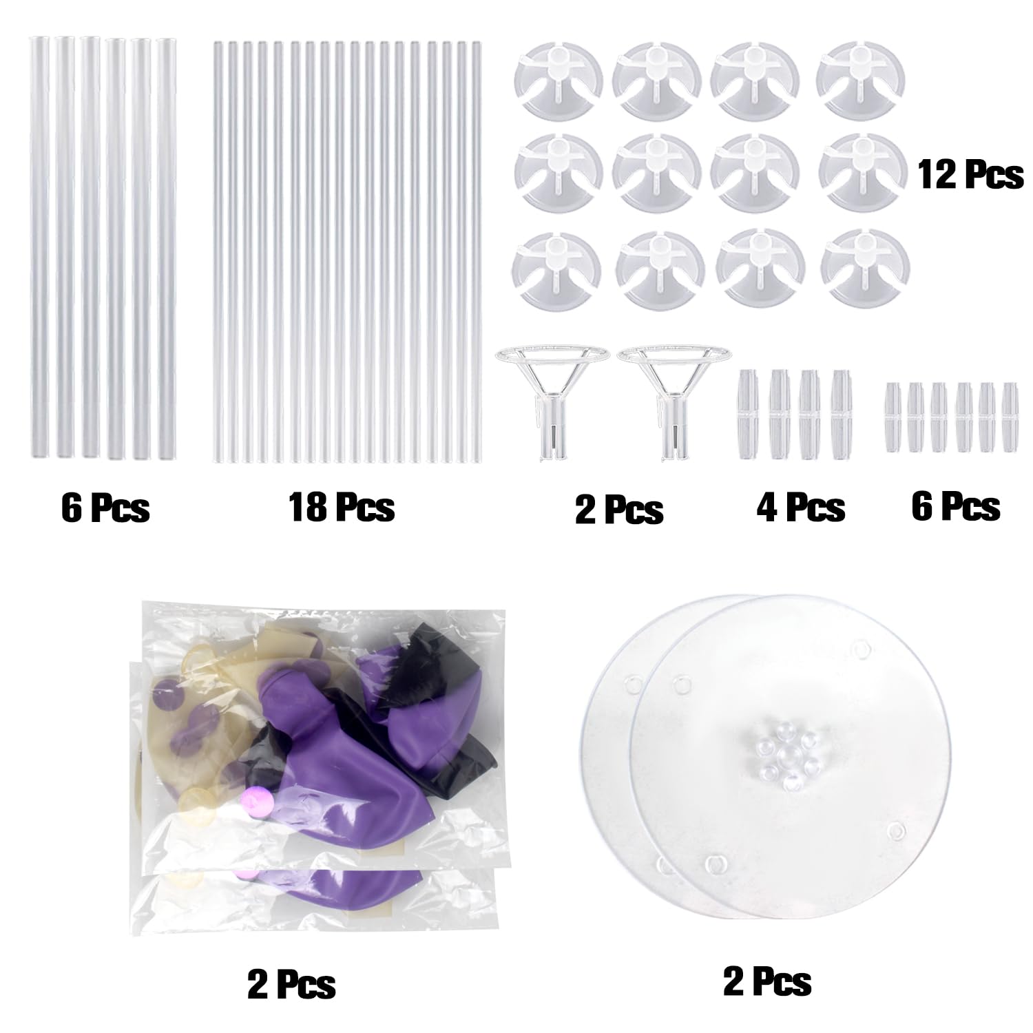 Nelbiirth Purple Balloon Stands Kit,Table Balloon Stand Holder Centerpieces - Perfect for Birthday/Retirement/2024 Graduation/Anniversary Party Occasions Decorations. - 2 Sets