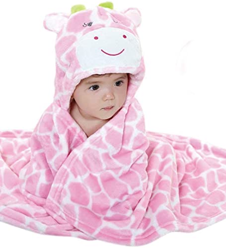 Gneliwm Baby Hooded Blanket Newborn Infant Soft Warm Swaddle Wrap Animal Face Coral Fleece Shower Bath Towel