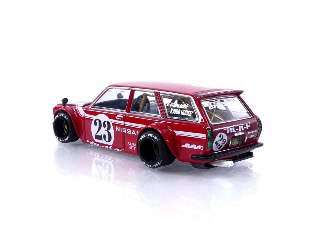 Datsun KAIDO 510 Wagon Carbon Fiber V2 Red Kaido House 1/64 Diecast Model Car True Scale Miniatures KHMG063