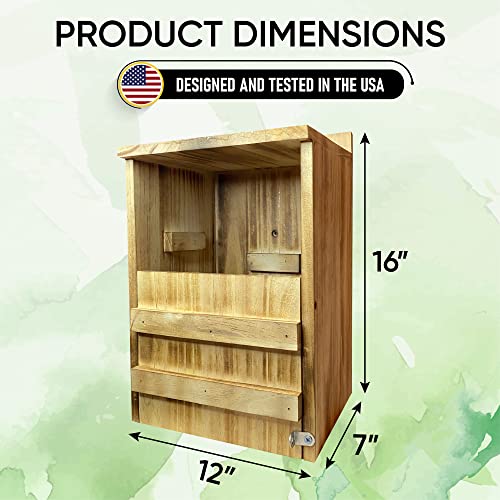 SDMOutdoor North American Screech Owl House, Wooden Owl Nesting Box, Screech Owl, Barn Owl. No Assembly Required Includes All Hardware. Cedar Nesting Box.