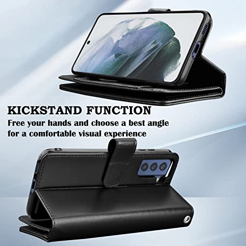Takfox Galaxy S21 FE 5G Case, for Samsung S21 FE 5G Wallet Case PU Leather Flip Case Cover with Magnetic Closure [9 Card Slots] Card Holder Kickstand for Women Men Folio Detachable Phone Case-Black