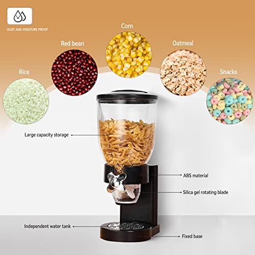 Qulable Dry Food Dispenser, Grain Storage Bin, 3.5L Oat Dispenser Countertop, Candy Dispenser, Dispense with controlled amount for Rice Beans Cereal Nuts Snack breakfast(black)