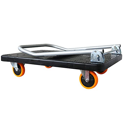 Generic Handling Vehicle Flatbed Truck Folding Push Cart Dolly Moving Platform Hand Truck for Easy Storage and 360 Degree Swivel Wheels, 72X46CM, Black
