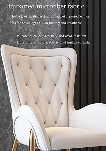 KEFFOR Dining Kitchen Room Chairs Living Room Armchair Modern Upholstered Dining Chairs with Soft Microfiber Leather Cushion Seat and Gold-Plated Feet (Color : White)