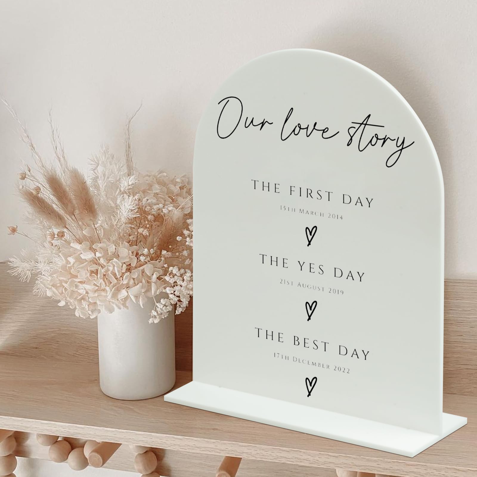 JINMURY 8x10 Inch White Arch Acrylic Sign with Stand | 5 Pack Blank White Acrylic Arch Table Signs with Base for DIY Wedding Table Numbers, Arched Wedding Signage, Events& Parties (White, 8x10 Inch)