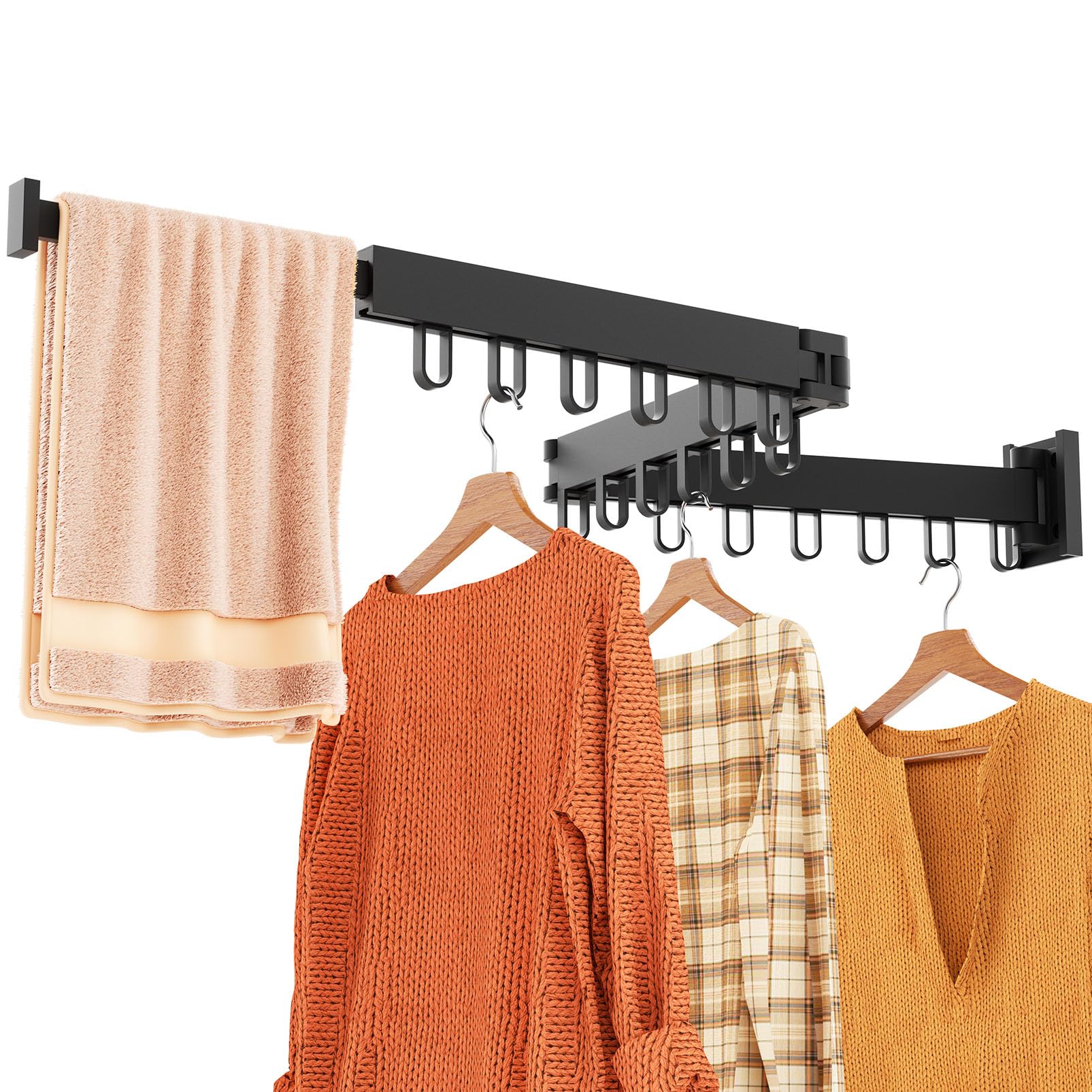 KeingGcopr Clothes Drying Rack,Wall Mounted Clothes Drying Rack,Laundry Drying Rack Wall Mount,Laundry Drying Rack,Aluminum Clothes Drying Rack Wall Mount,Collapsible,Foldable