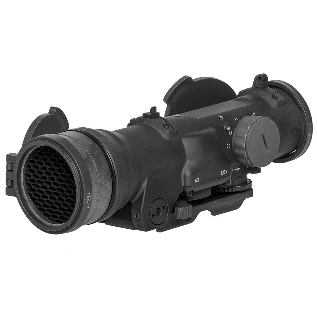 ELCAN Armament Technology 1.5x/6x 42mm SpecterDR Tactical Riflescope, Dual Role Optical Sight with Illuminated CX5455 5.56 Ballistic Reticle, with Integral A.R.M.S. Picatinny Mount, Black