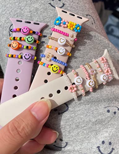 Heesch Watch Band Charms Compatible with Apple Watch Charms for Band Women Beads Decorative Ring Loops Charm for Apple Watch Band Charms Accessories