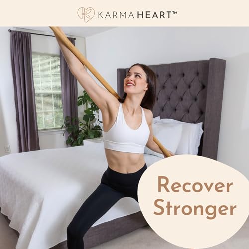 Karma Heart Yoga Stick - Stretch Bar - Natural Bamboo 5ft Mobility Stick for Strength and Flexibility - Versatile and Durable Posture Stick - Stretch Stick Mobility Expansion - Exercise Stick