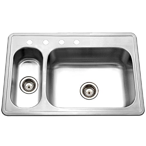 HOUZER LHD-3322-1 Legend 33-by-22-Inch 80/20 Drop-in Double Bowl Stainless Steel Sink