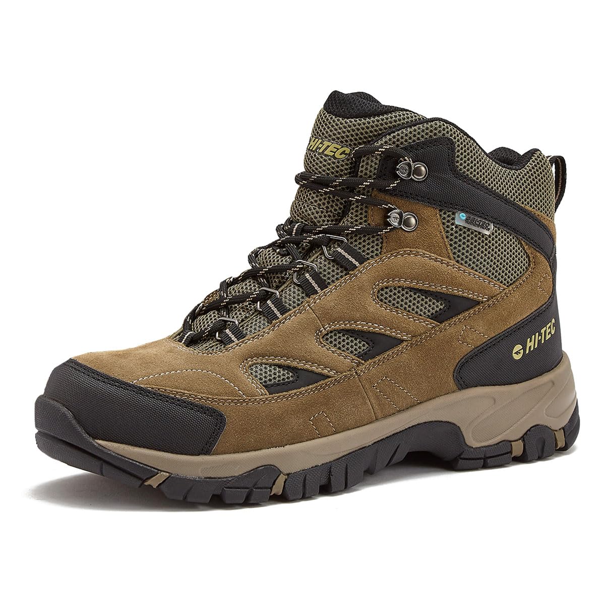 HI-TEC Yosemite WP Mid Waterproof Hiking Boots for Men, Lightweight Breathable Outdoor Trekking Shoes - Dark Green, 11.5 Medium