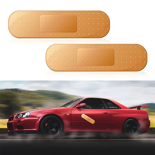 Kewucn 2 PCS Large Funny Bandage Vinyl Decal, 10" x 2.7" Vehicle Giant Band Aid Bandage Dent Bump Cover, Dent and Scratch Cover Sticker, Bandage Bumper Sticker for Car Truck SUV RV Boat Window (Small-Yellow)