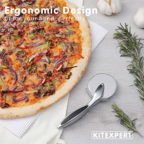 KITEXPERT Pizza Cutter, Super Sharp Stainless Steel Pasta Slicer, Easy to Clean & Dishwasher Safe Pizza Cutter Wheel, Pizza Slicers with Slip Resistant Zinc Alloy Handle