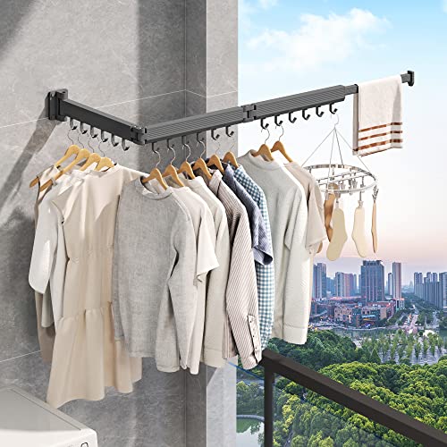 HEILAIYI Laundry Drying Rack Wall Mounted,Clothes Drying Rack,Drying Rack Clothing,Clothes Rack,Laundry Hanger Rack,Laundry Clothes Hanger,Laundry Rack Wall Mount,Retractable,Collapsible,Grey Color