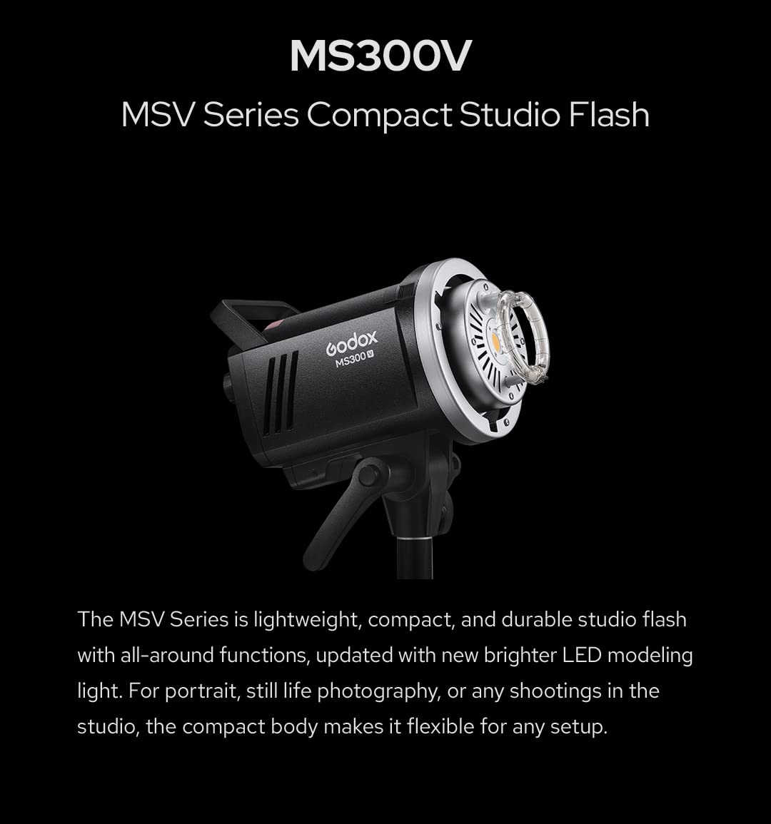 Godox MS300V 300W 2.4G Built-in Wireless Receiver Lightweight, Compact and Durable Studio Flash Bowens Mount and LED Modeling Lamp 110V