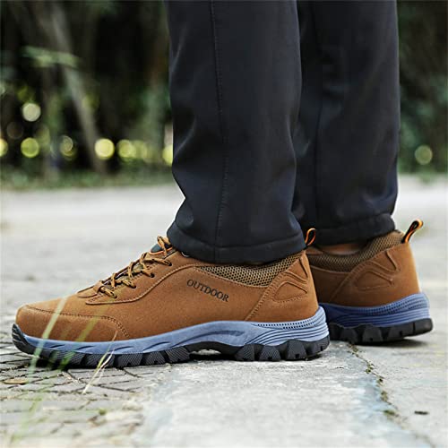 FASDNENDYS Fashion Summer and Autumn Men Hiking Shoes Solid Color Lace Up Flat Bottom Mens Air 1 Low Sneaker Size 9 Brown