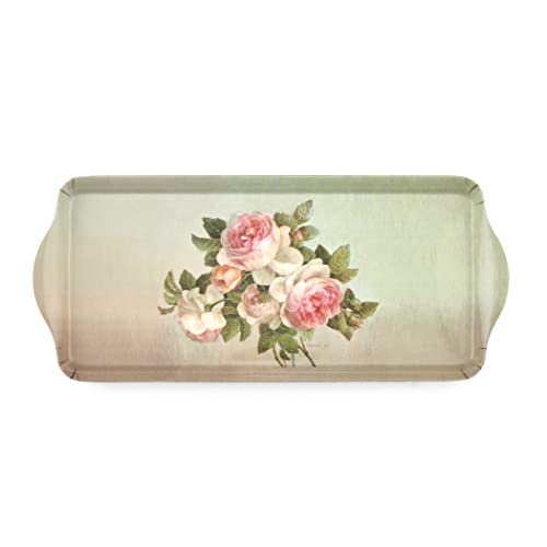 Pimpernel Antique Roses Trays | Set of 2 | Large Handled Serving Platter | Sandwich, Crudité, and Appetizer Tray | Melamine Serving Tray for Lunch, Coffee, or Breakfast | Dishwasher Safe