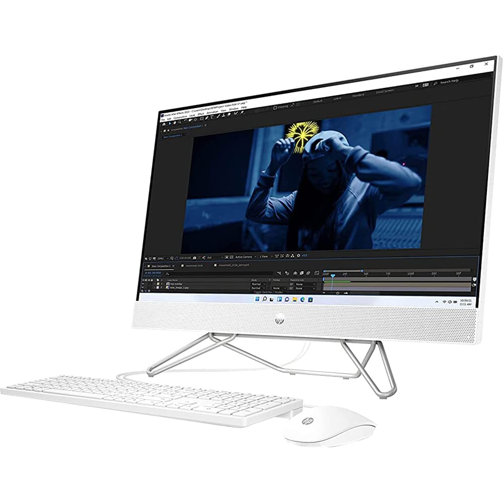 HP 577C3AA#ABA 23.8" Intel Celeron J4025 8GB/256GB SSD All-in-One Desktop PC Bundle with HyperX DuoCast RGB USB Gaming Condenser Microphone, Black and Fury S Pro X-Large Gaming Mouse Pad (Renewed)