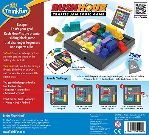 ThinkFun Rush Hour Traffic Jam Brain Game and STEM Toy for Boys and Girls Age 8 and Up β Tons of Fun With Over 20 Awards Won, International seller for Over 20 Years