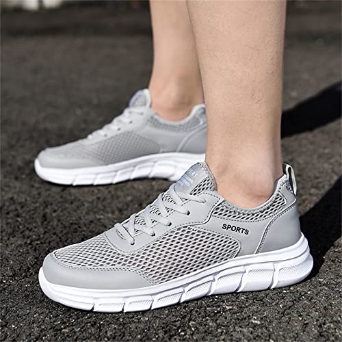 FASDNENDYS Fashion Summer Men Breathable Mesh Flat Elastic Casual Shoes Mens Sneaker Shoes Size 12 Grey
