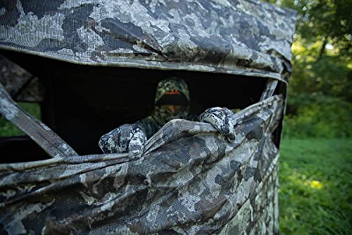 Muddy Outdoors Infinity Camo Shadow Mesh Windows Black Backed Water Resistant Heavy-Duty 600 Denier Fabric Ground Blind, 2-Person