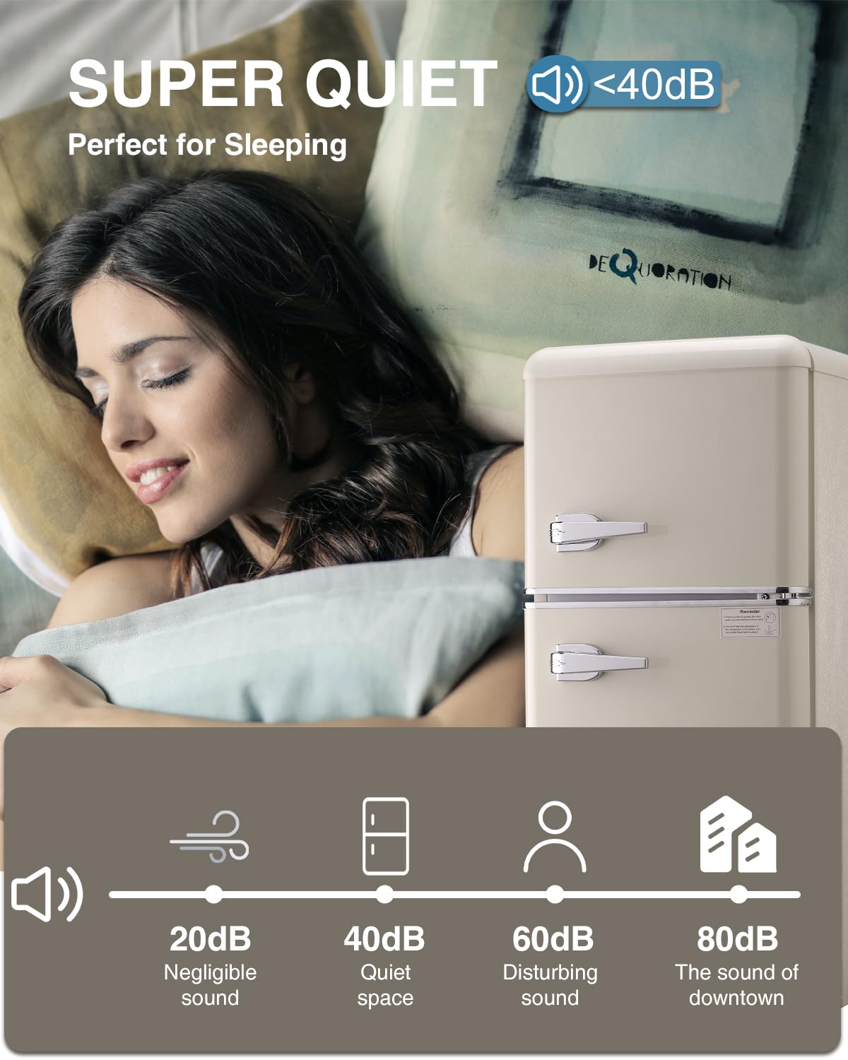 Kazigak 3.5 Cu Ft Mini Refrigerator, Compact Refrigerator with Freezer, Double Door, 7 Level Adjustable Thermostat, Cream for Home, Office, Dorm