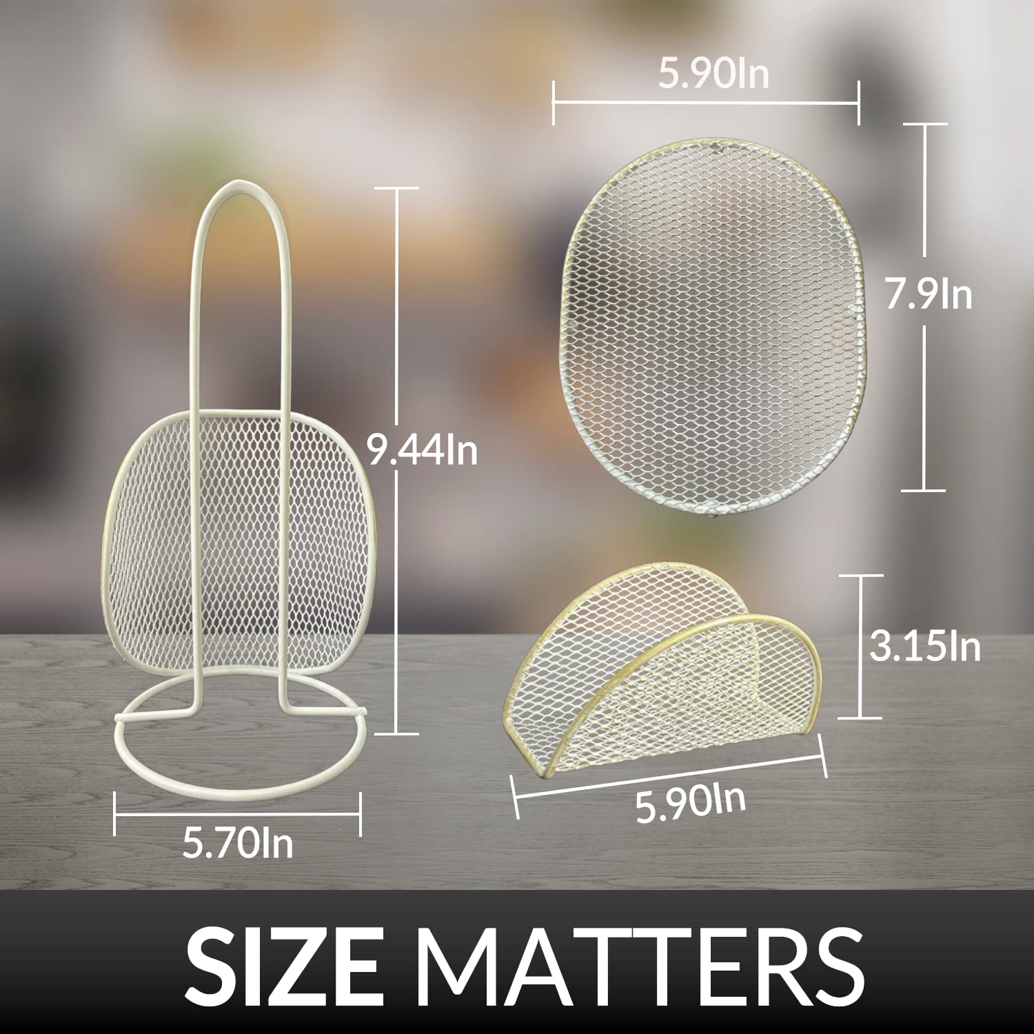 Countertop Paper Towel Holder Set with Table Napkin Holder and Trivet Mat for Hot Pots and Pans, Decorative Cast Iron Towel Stand for Kitchen Counter, Home Decoration Kitchen Accessories