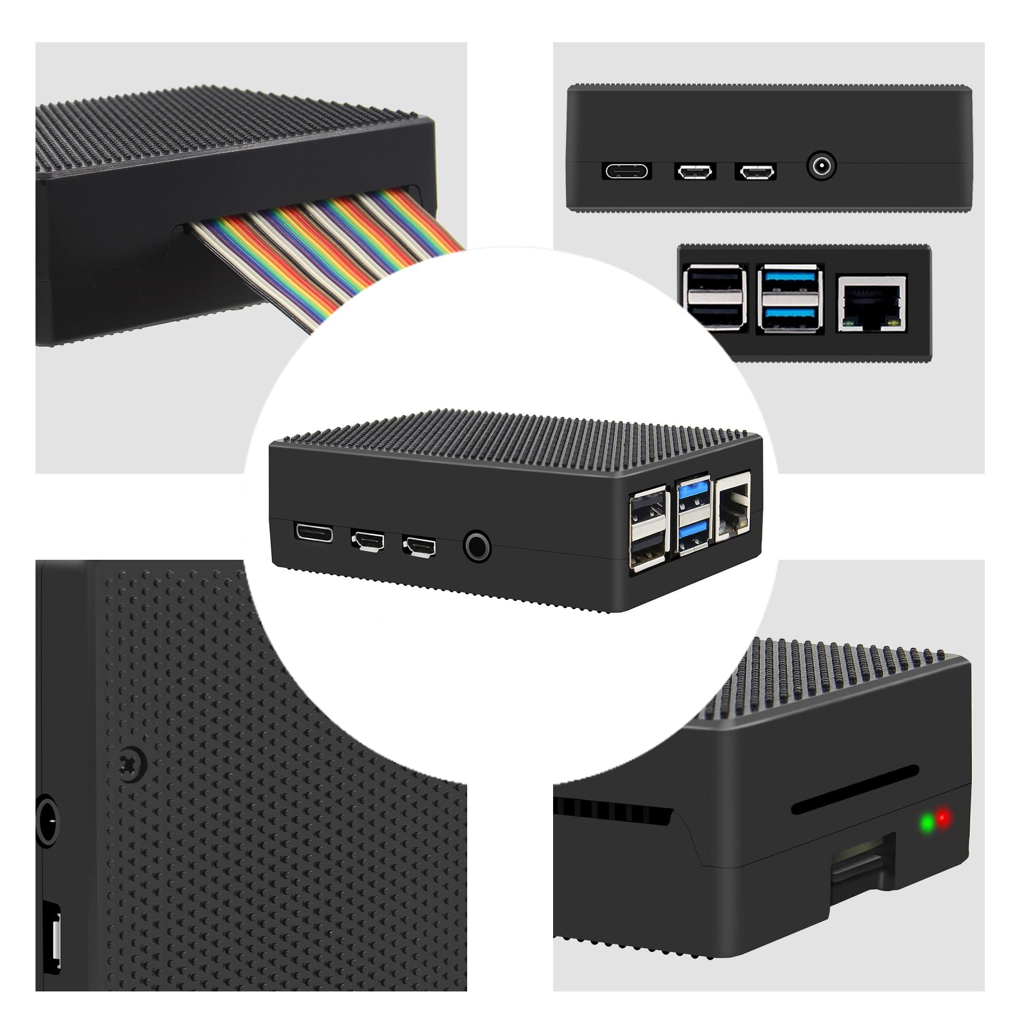 Geekworm Raspberry Pi 4 Case with Power Supply (P330), Raspberry Pi 4 Heatsink Aluminum Alloy Passive Cooling Case