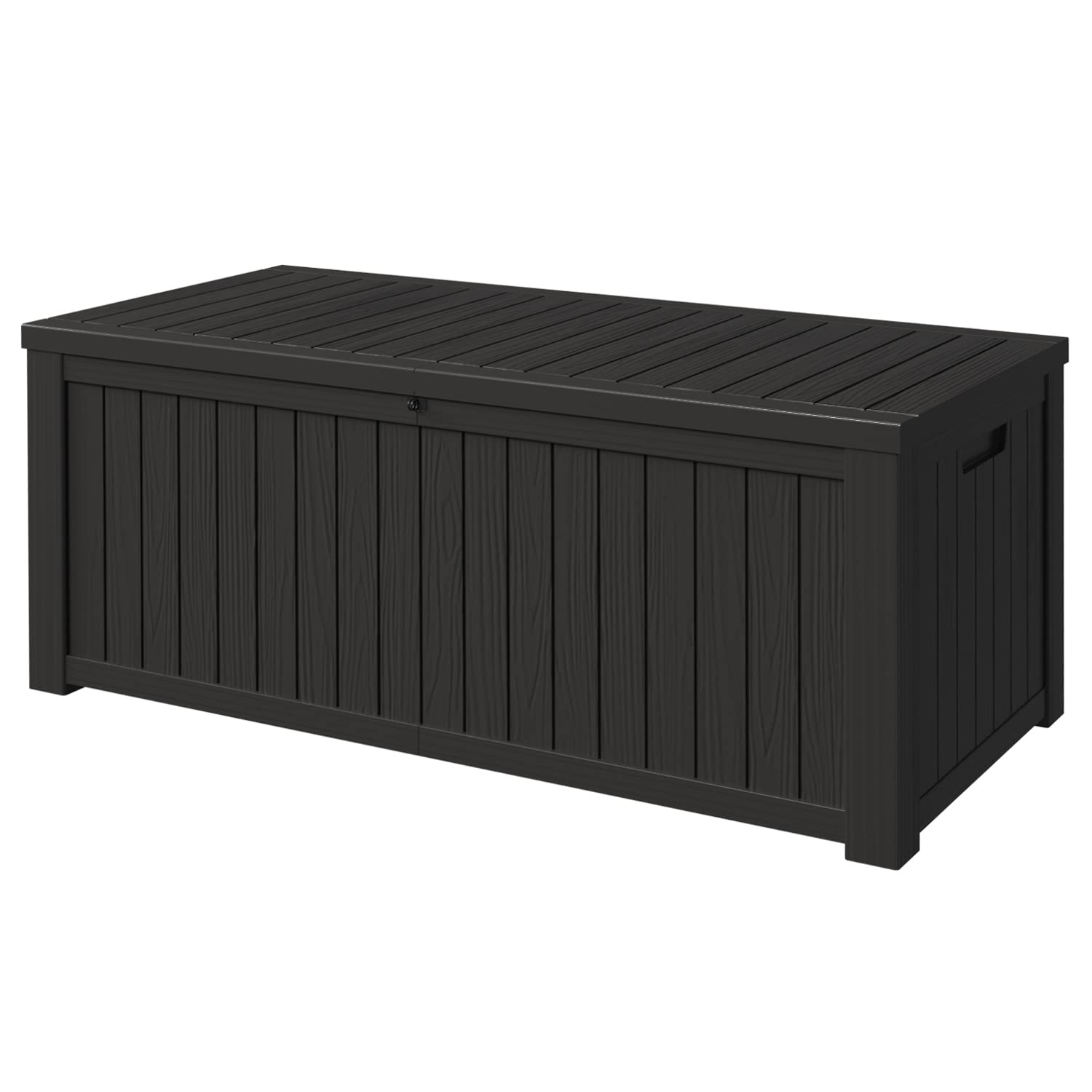Greesum 150 Gallon Resin Deck Box Large Outdoor Storage for Patio Furniture, Garden Tools, Pool Supplies, Weatherproof and UV Resistant, Lockable, Black