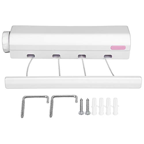 mumisuto Telescopic Clothes Airer, Heavy Duty for Drying Laundry Line Outdoor๏ผWall Mounted, Retracting Hanging Clothing Drying Rack(Cuatro cuerdas)