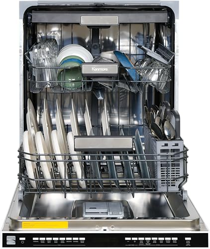 Kenmore 24" Built-In Stainless Steel Tub Dishwasher with EasyFlex 3rd Rack, SmartWash, UltraWash Plus, TurboDry, and MoreSpace Adjustable Rack, Energy Star Certified, White