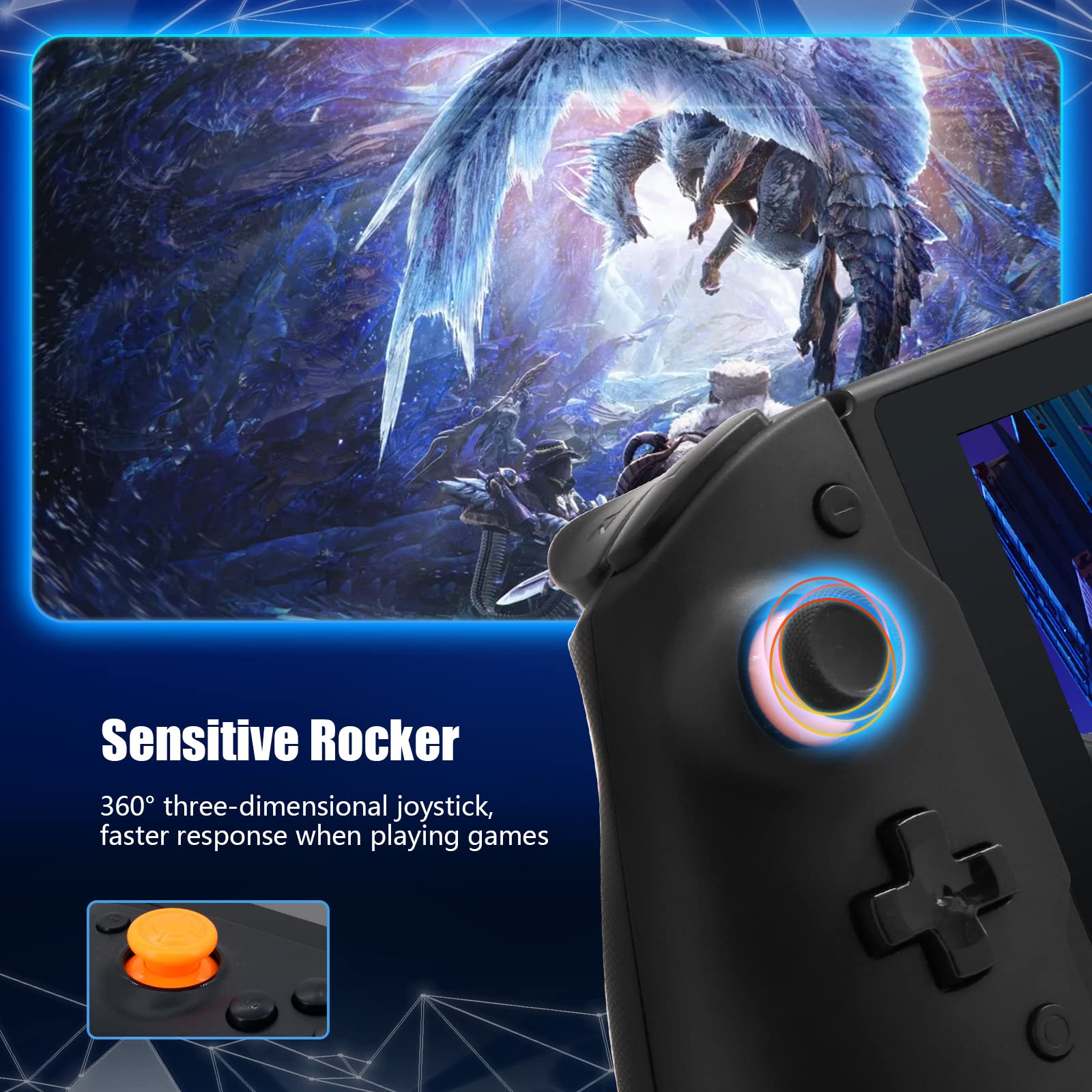 ECHZOVE Switch Controller Grip, Ergonomic Switch Wireless Controller with Six-Axis Gyroscope for Gravity Induction, Twin Motor Vibration, Power-Charging Input Port(NOT for Switch OLED)