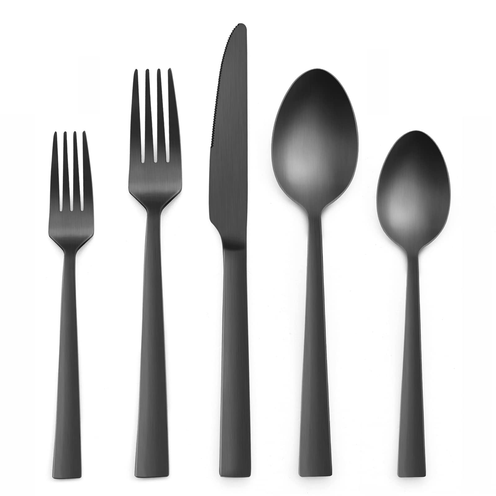 Silverware Set, HaWare 40 Pieces Stainless Steel Square Flatware Cutlery Set for 8, Modern Tableware Eating Utensils for Home, Matte Finish, Dishwasher Safe