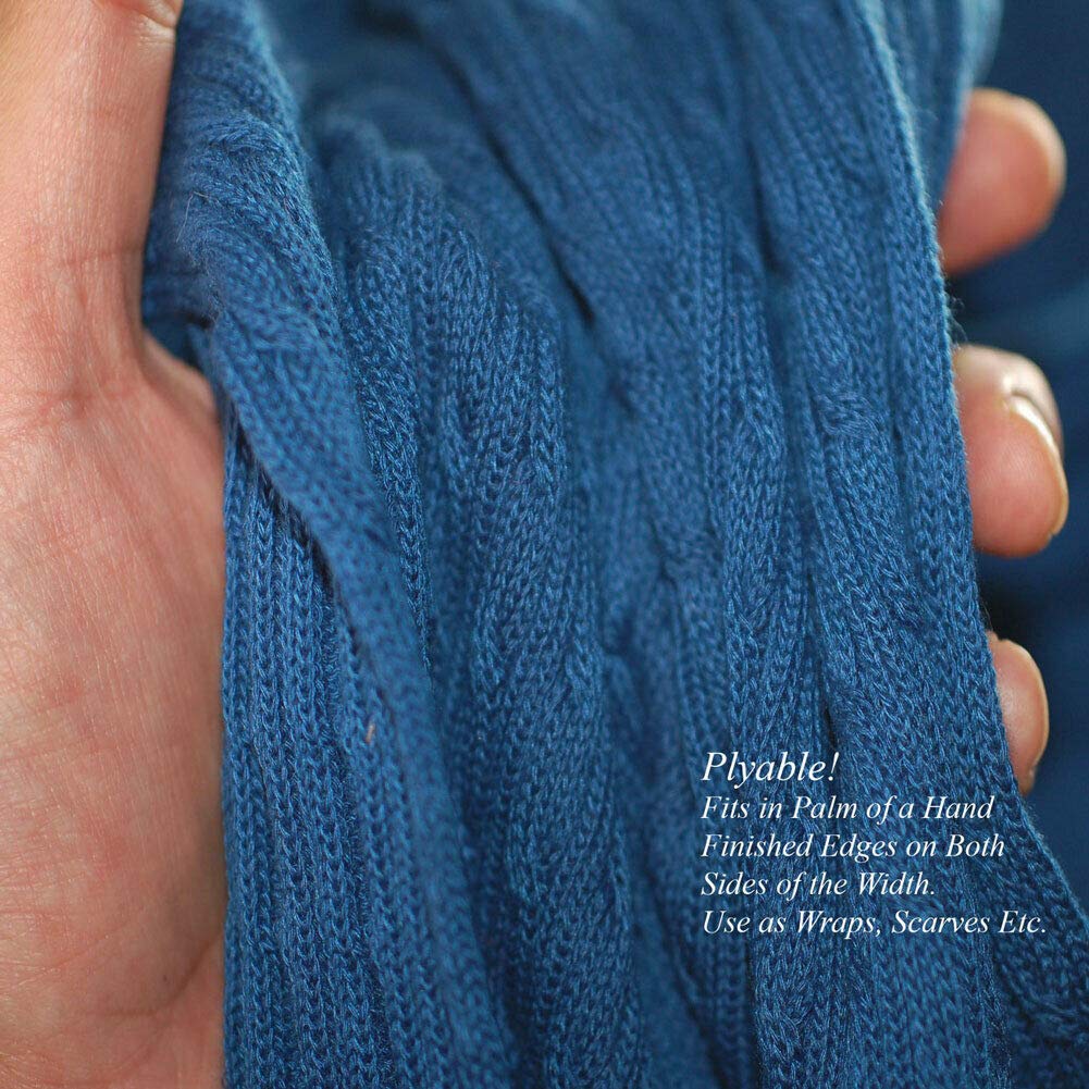 Neotrims Cable Twist Knit Fabric, Selvedge Edge 14 Colours, Knitted Sweater Style Cotton Feel Material. Superb Cloth for Apparel, Accessories and to Make Baby Wraps Blankets. Navy Blue, 1 Meter