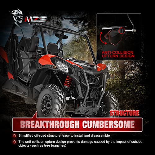 MZS Aluminum UTV Center Rear View Mirror, Maverick Trail Rrarview Mirror Adjustable Black Compatible with 2018-2023 Maverick Trail and Sport | 2021-2023 Commander/MAX Accessories 715004924 715003638