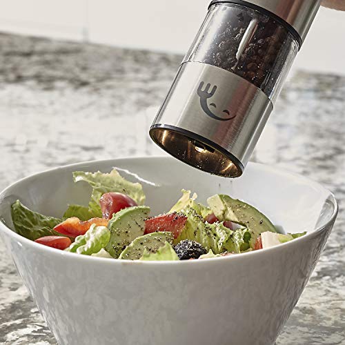 Electric Salt and Pepper Grinder Set - Stainless Steel Battery Operated Salt and Pepper Shakers - 2 Pepper Mills with Light and Adjustable Coarseness