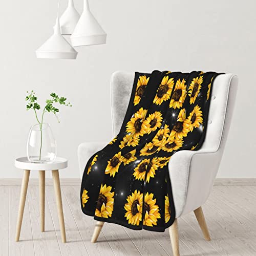 Sunflower Blanket Soft Warm Plush Blankets Flower Plant Throw Blanket for Adults Kids Bed Sofa Office 60"x50"