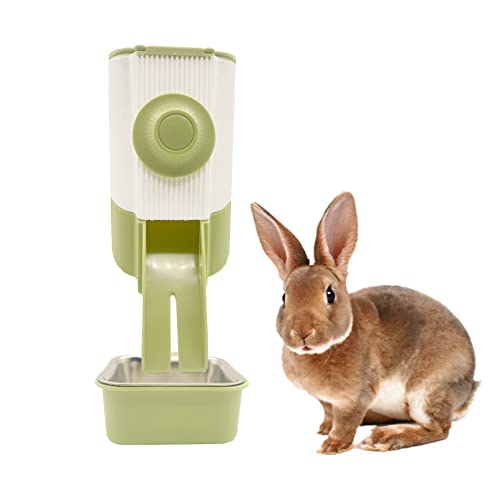 MUYG Rabbit Hanging Automatic Feeder Pets Food Bowl for Cages Pet Cage Gravity Feeder Bunny Removableā Food Dispense for Small Animals Puppies Chinchilla (Green)