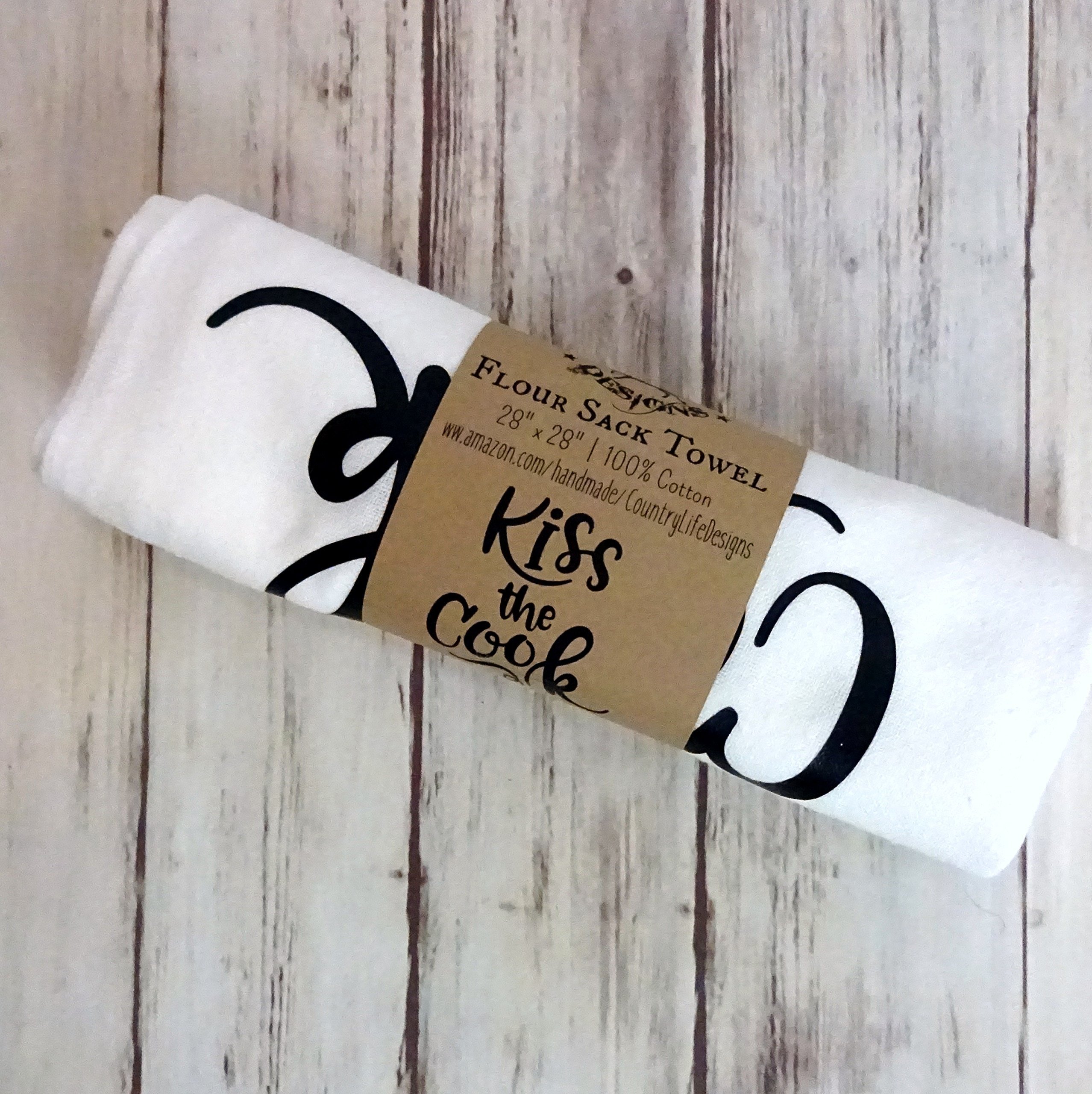 Funny Flour Sack Kitchen Towel - Kiss The Cook