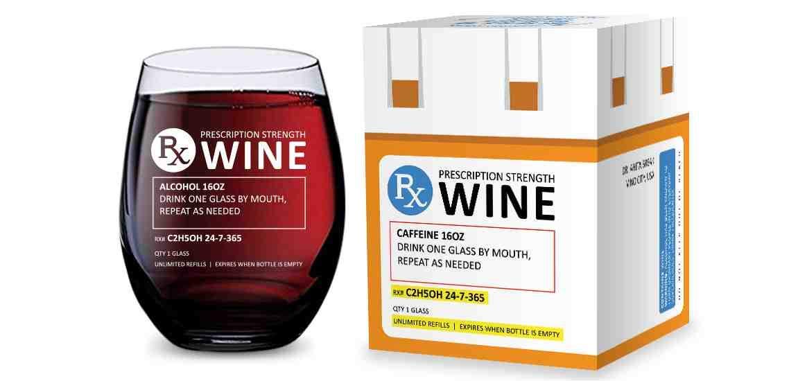 GSM Brands Stemless Wine Glass for Pharmacist Gifts (Prescription) Made of Unbreakable Tritan Plastic and Dishwasher Safe - 16 ounces