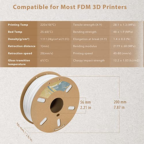 PLA Plus Black and White Bundle, 3D Printer Filament Tough PLA Pro 8 Times Strength, Cardboard Spool 3D Printing Filament PLA + Dimensional Accuracy 99% +/- 0.03 mm