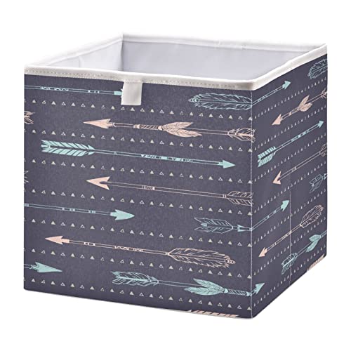 Kigai Colorful Arrow Pattern Cube Storage Bin, 11x11x11 in Collapsible Fabric Storage Cubes Organizer Portable Storage Baskets for Shelves, Closets, Laundry, Nursery, Home Decor