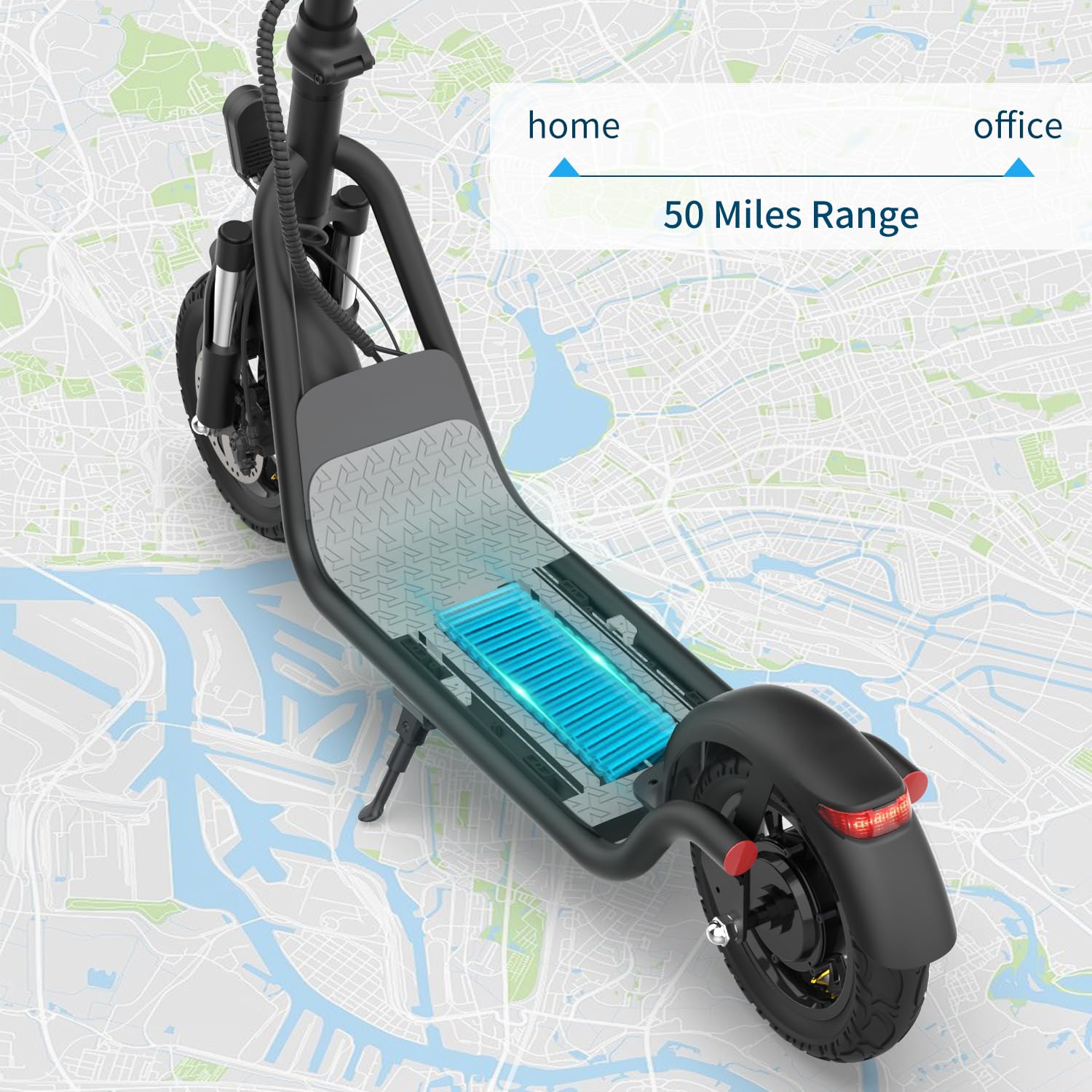 Electric Scooter Adults F2 Off Road 12" Big Tires 40 Miles Range Rated 350W Motor 15.5MPH Foldable Heavy Duty Commuting E-Scooter Triple Brake System Folding Kick Scooter UL2272 Certified