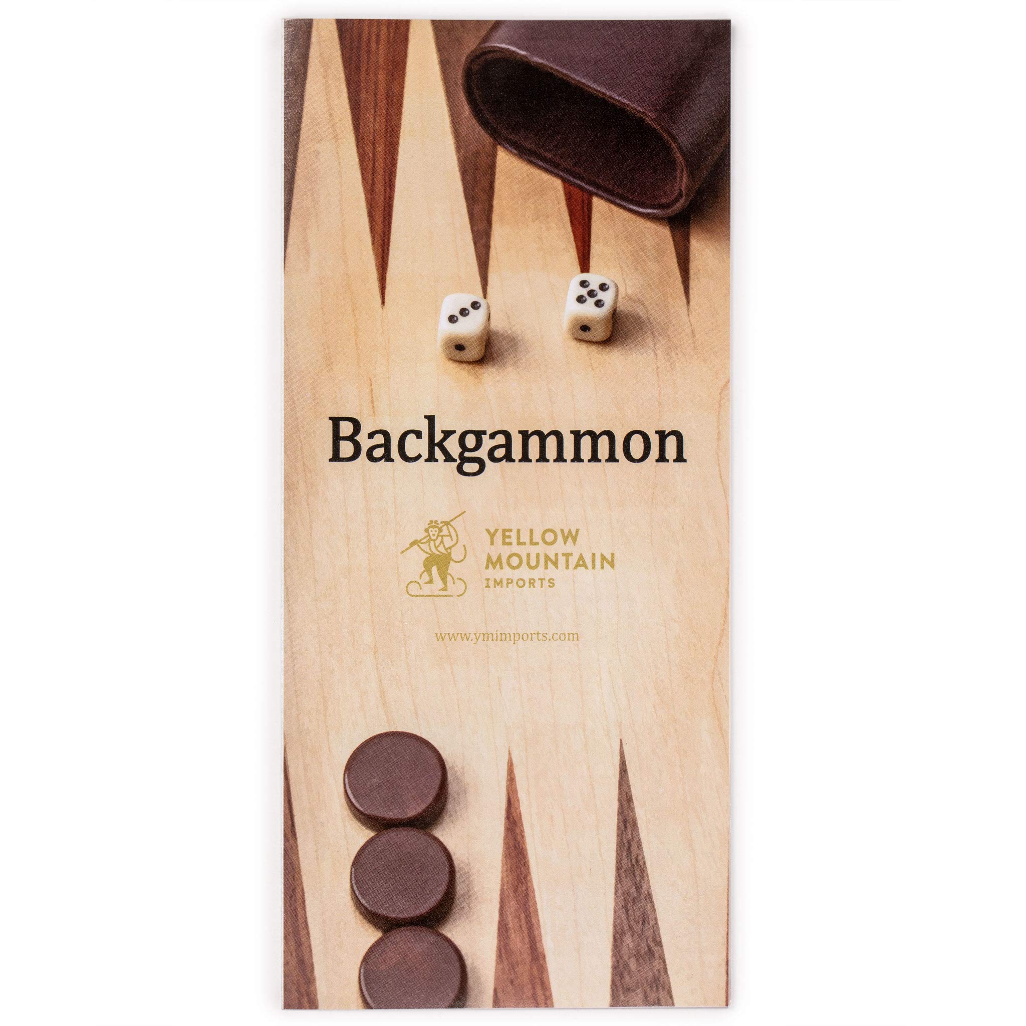 Yellow Mountain Imports Leatherette Backgammon Set, Antalya with Acrylic Checkers and Accessories - 17-inch Folding Board