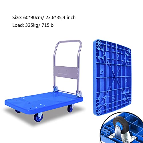 Generic Platform Hand Truck Plastic Platform Truck with Wheels and Foldable Metal Handle for Transport Household Items PC Baggage Moving Hand Trucks Push Dolly for Loading (Size : Mute1) (Mute 3)