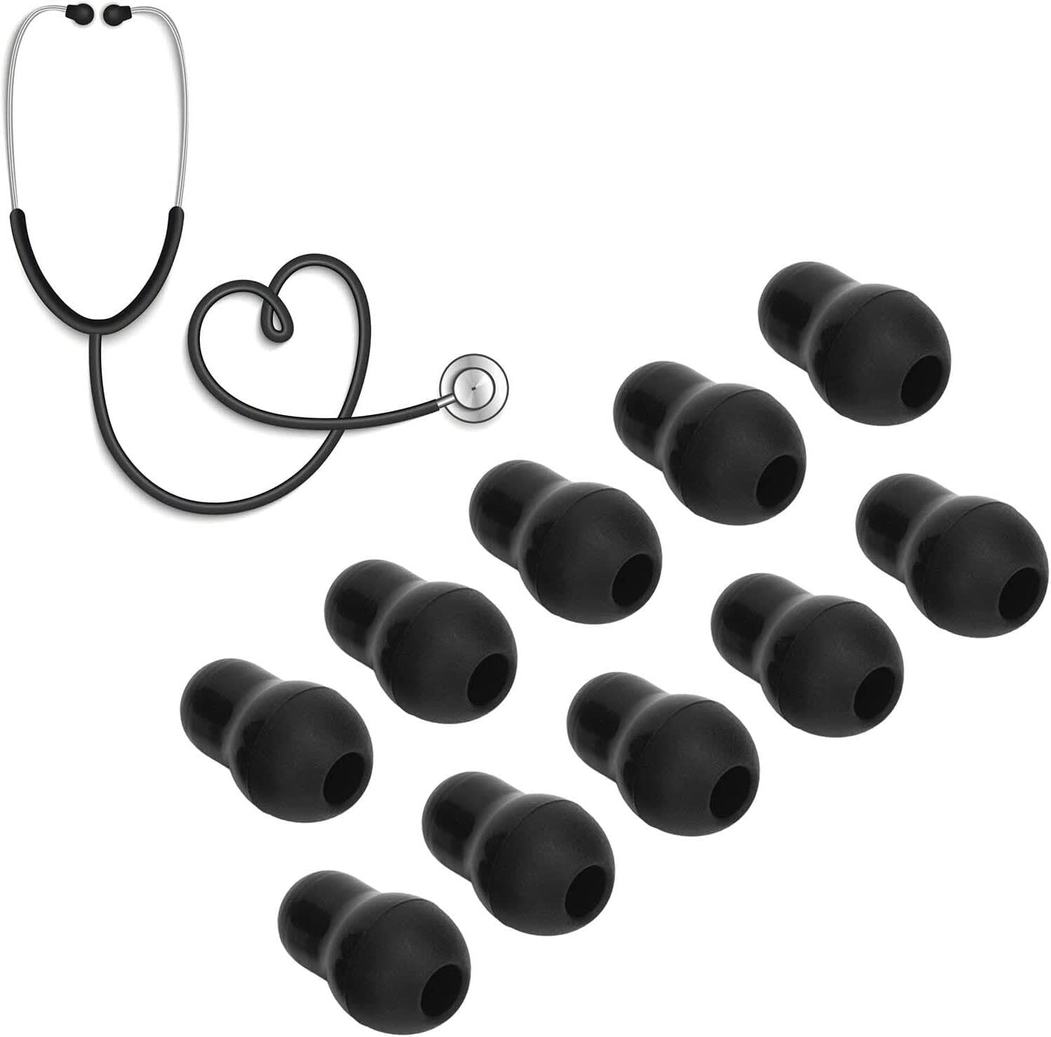 generic 10Pcs Stethoscope Ear Tips, Universal Replacement 2.5mm Silicone Stethoscope Earplugs for 5mm Ear Hooks Durability